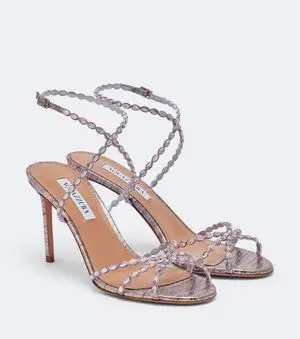 AQUAZZURA Embellished Leather Sandals - Pink