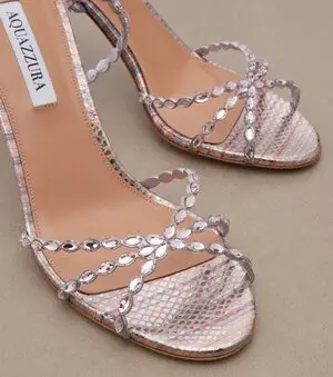 AQUAZZURA Embellished Leather Sandals - Pink