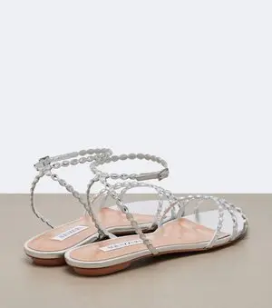 AQUAZZURA Love Struck Embellished Leather Sandals