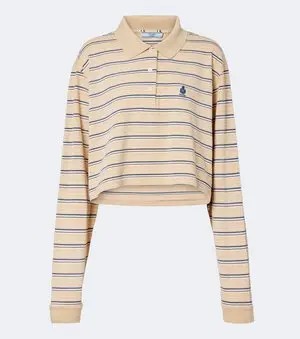 Prada Logo Striped Cotton Piqué Polo Shirt