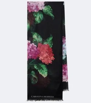 Carolina Herrera Floral Scarf - Black