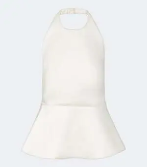 RÓHE Peplum Halterneck Top - White