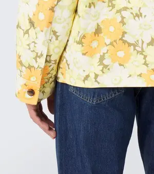 Valentino Garavani Corduroy-trimmed Floral Denim Jacket