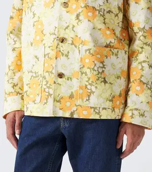 Valentino Garavani Corduroy-trimmed Floral Denim Jacket