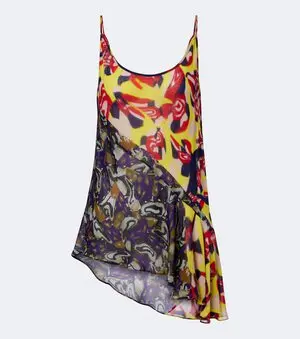 Dries Van Noten Printed Asymmetrical Draped Top - Multicoloured