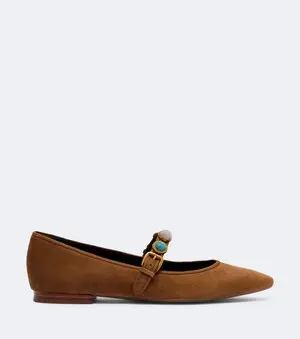 Veronica Beard Embellished Suede Mary Jane Flats