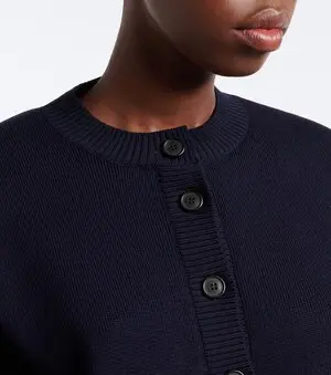 RÓHE Wool-blend Crewneck Cardigan - Blue