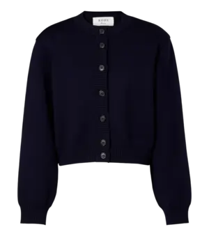 RÓHE Wool-blend Crewneck Cardigan - Blue