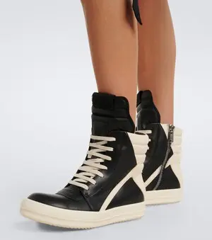 Rick Owens Geobasket Leather High-top Sneakers - Black