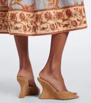 AQUAZZURA Bisous Suede Wedge Mules
