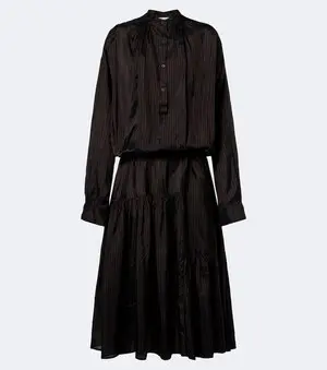 Dries Van Noten Striped Midi Dress - Brown