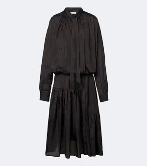 Dries Van Noten Striped Midi Dress - Brown