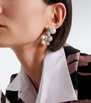 Dries Van Noten Crystal And Faux Pearl Earrings
