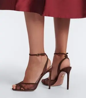 AQUAZZURA Suede And Mesh Sandals