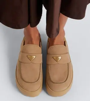 Prada Suede Mules - Beige