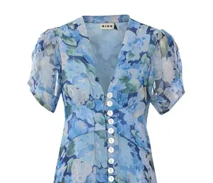 Rixo Novara Floral Puff Sleeve Button-front Maxi Dress - Blue