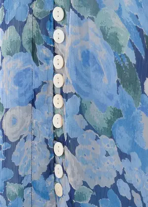 Rixo Novara Floral Puff Sleeve Button-front Maxi Dress - Blue