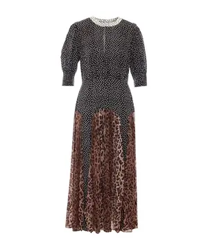 Rixo Polka Dot And Leopard Print Patchwork Maxi Dress - No