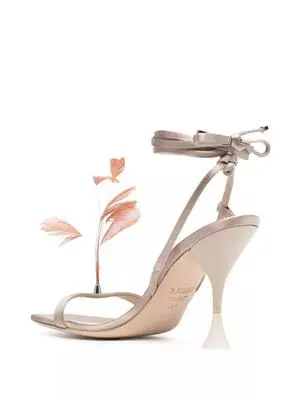 3JUIN Kimi Feather-detail Sandals