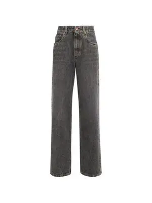 Brunello Cucinelli Monili Embellished Loose Fit Trousers - Grey