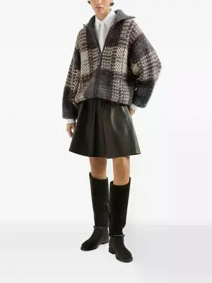 Brunello Cucinelli Mohair, Virgin Wool, And Cashmere Tartan Double Knit Jacket