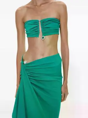Christopher Esber Droplet Crystal-embellished Ruched Midi Skirt