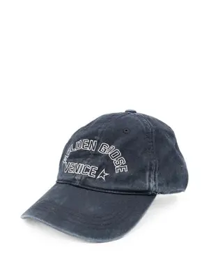 GOLDEN GOOSE Cap Washed Cotton Twill "journey Baseball - Blue