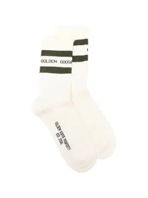GOLDEN GOOSE Socks High Rib Stripes "heritage Forest Night Black - White