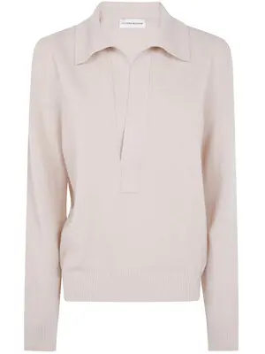 Victoria Beckham Sweater Merino Wool "polo Collar Jumper - Beige