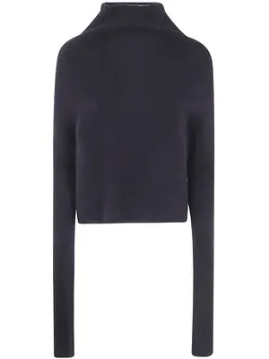Rick Owens Sweater Long Sleeves "crater Neck Tee - Black