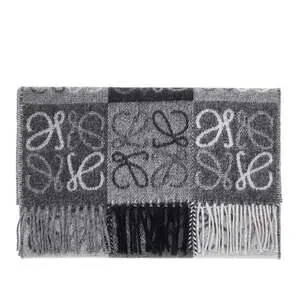 Loewe Anagram Jacquard Wool Scarf Grey
