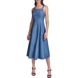 Karl Lagerfeld Paris Fit & Flare Midi Dress - Chambray