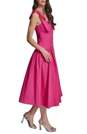 Karl Lagerfeld Paris Sleeveless Linen Blend Midi Dress