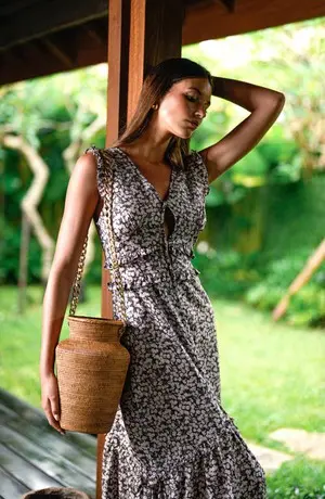 BRUNNA.CO Floral Print Cotton Midi Dress