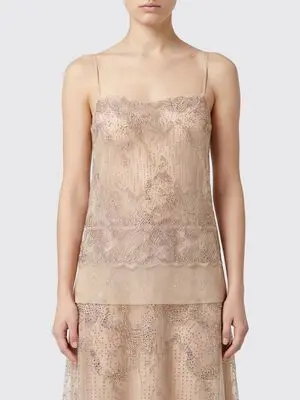Ermanno Scervino Crepe Evening Top With Rhinestone Embellishments