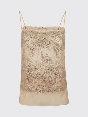 Ermanno Scervino Crepe Evening Top With Rhinestone Embellishments