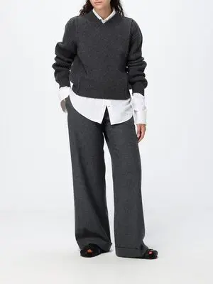 Marni V-neck Relaxed Fit Jumper In Virgin Wool And Cashmere - Graphite