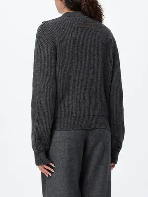 Marni V-neck Relaxed Fit Jumper In Virgin Wool And Cashmere - Graphite