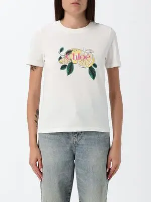 Chloé Slim Fit Crewneck T-shirt In Cotton With A Contrasting Logo Print