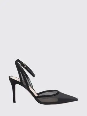 GIANVITO ROSSI Mesh And Suede Court Shoes With Ankle Strap And Ribbon Logo