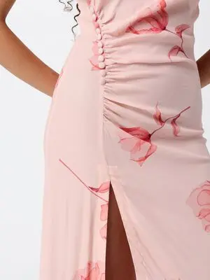 MAR DE MARGARITAS Floral Crêpe Midi Dress - Peach
