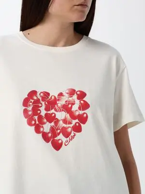 Chloé Cotton T-shirt With Heart Print