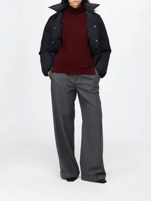 JIL SANDER Ribbed Pure Wool Turtleneck Jumper - Cherry