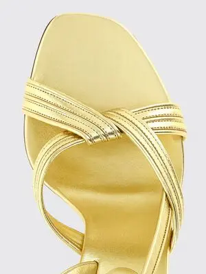 Versace Laminated Nappa Leather Slingback Sandals - Gold
