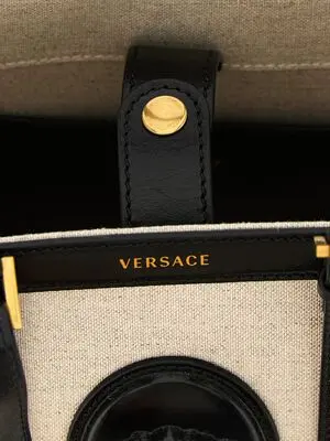 Versace Rivière Mini Linen And Cotton Tote Bag With Medusa Logo