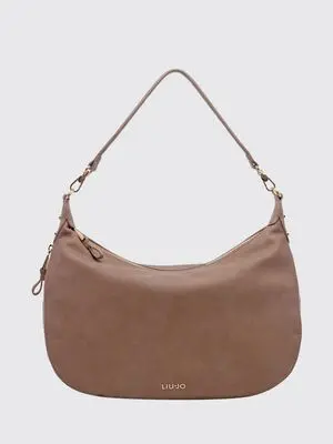 Liu Jo Grained Faux Leather Hobo Bag With Monogram Logo And Removable Handle - Beige