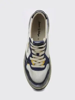 AUTRY Medalist Low Super Vintage Calfskin Sneakers With Worn Effect - Navy