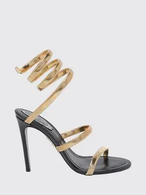 Rene Caovilla Juniper Stiletto Sandals With Iconic Snake Strap - Black 1
