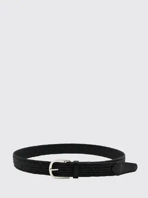 Canali Braided Cotton-blend Belt With Pin Buckle - Black