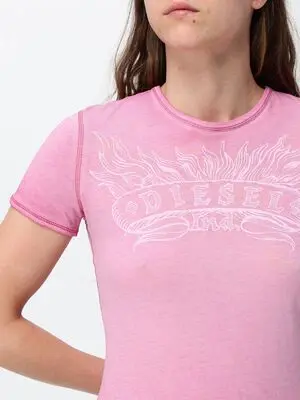 DIESEL® Slim Fit Cotton T-shirt With Contrasting Logo On The Chest